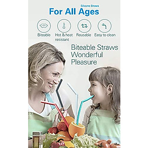 Set of 10 Large Reusable Silicone Straws Pink Thick Smoothie Silicone Drinking Straws Kids with Cleaning Brushes- Extra Long Flexible -For 20oz 30oz and 40oz Yeti Tumblers BPA Free Non Rubber Taste