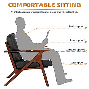 AODAILIHB Mid Century Modern Accent Chair, Retro Wood and Leather Armchairs, Vintage Reading Side Chair Comfy Accent Sofa for Living Room, Bedroom, Studio, Office (1, Black)