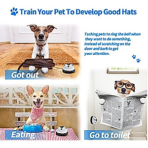 JIMEJV 2 Pack Dog Doorbells, Pet Training Bells for Go Outside Potty Training and Communication Device Large Loud Dog Bell Cat Puppy Interactive Toys Adjustable Strap Door Bell