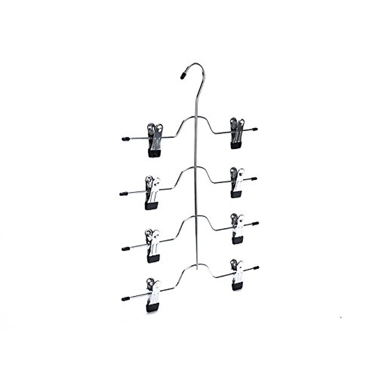 2 Quality Pant Skirt Trouser 4-Tier Pants Metal Hangers Heavy Duty Metal and Clips, Great for Slacks, Trousers, Jeans, Towels (2)