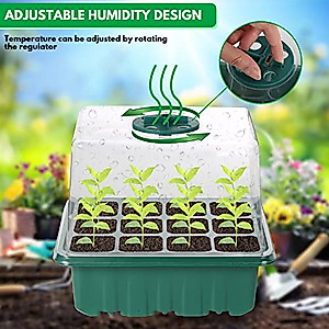 Kirumie Seed Starter Tray with Grow Light, 6Pcs Seed Starter Kit, Seedling Starter Trays with Humidity Domes, Plant Germination Trays with Timing Controller for Greenhouse(12 Cells per Tray)