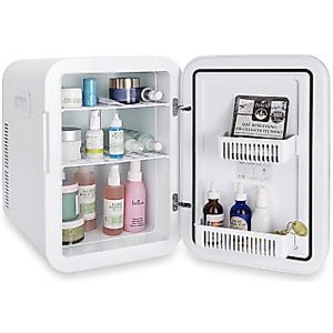 Cooluli 20L Mini Fridge For Bedroom - Car, Office Desk & College Dorm Room - Glass Front & Digital Temperature Control - 12v Small Refrigerator for Food, Drinks, Skincare, Beauty & Breast Milk (Black)