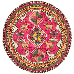 Unique Loom Sedona Collection Southwestern, Border, Over-Dyed, Animals, Tribal, Abstract Area Rug, 3 Feet 3 Inch, Pink/Beige
