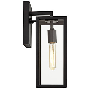John Timberland Titan Modern Outdoor Wall Light Fixture Mystic Black 14 1/4" Clear Glass Panel for Exterior Barn Deck House Porch Yard Patio Outside Garage Front Door Garden Home Roof Lawn