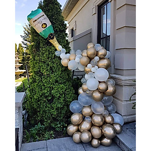 88 PCS Champagne Bottle Balloon Garland Arch Kit, Happy New Year Years Decorations, Gold Silver Clear Balloons for Birthday Wedding Baby Shower Bachelorette Anniversary Party Decorations