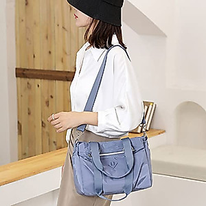 Lavogel Triple Compartment Tote Shoulder Bag Nylon Crossbody Purse For Women Lightweight Purses and Handbags (Black)