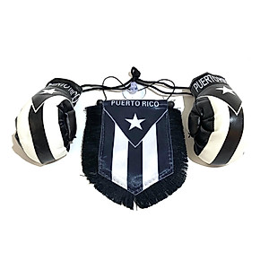 Puerto Rico, Boricua, Puerto Rican Style, 3pc Boricua Hookup, Puerto Rico Car Flags, Boxing Glove, Puerto rico car Flag