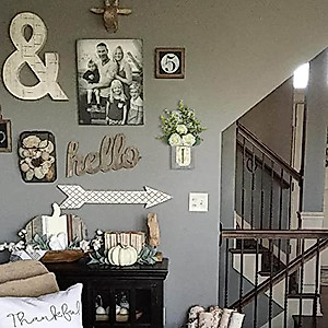 TenXVI Designs Remote Controlled Mason Jar Sconces with Roses and Eucalyptus - Set of 2 - Rustic Farmhouse, Boho, Country Western Home Wall Decoration for a Dining Room, Living Room, Bedroom - Gray