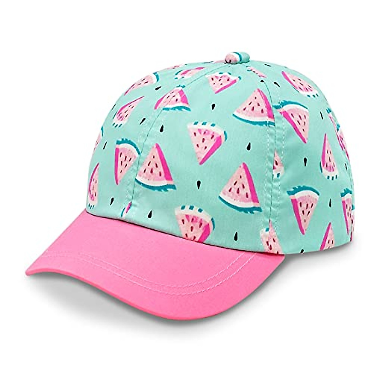 JAN & JUL Kids Baseball Cap for Girl, Pink Cotton Hat (Watermelon, 2-12 Years)