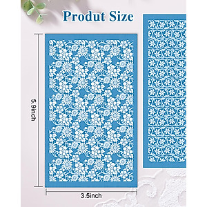 Puocaon Reusable Clay Silk Screen - 10 Pattern Silk Screen Stencils for Polymer Clay Jewelry Making, Boho Paisley Silk Screen Stencils for Polymer Clay, Vibral Geometric Silk Screens Floral Stencils