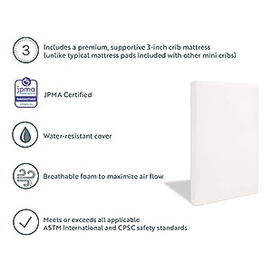 Storkcraft Petal 4-in-1 Convertible Mini Crib (White) – GREENGUARD Gold Certified, Converts to Daybed and Twin-Size Bed, Includes Bonus 2.75-inch Mini Crib Mattress, Mini Crib with Mattress Included