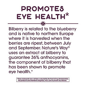 Nature's Way Premium Extract Bilberry 36% Anthocyanins 160 mg Potency 60 Vcaps