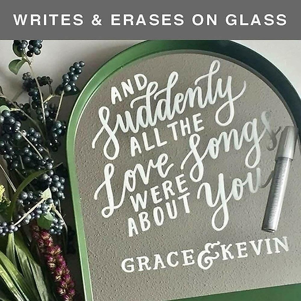 Kassa 4-Pack Erasable White Liquid Chalk Markers, for Chalkboard, Windows, Glass or Mirrors & More; Non-Toxic Washable Marker Pens with Reversible Dual Tip! Ideal for Home, School, & Office Use!