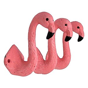 Pink Flamingo Cast Iron Wall Hook 4 Inch (Set of 3)