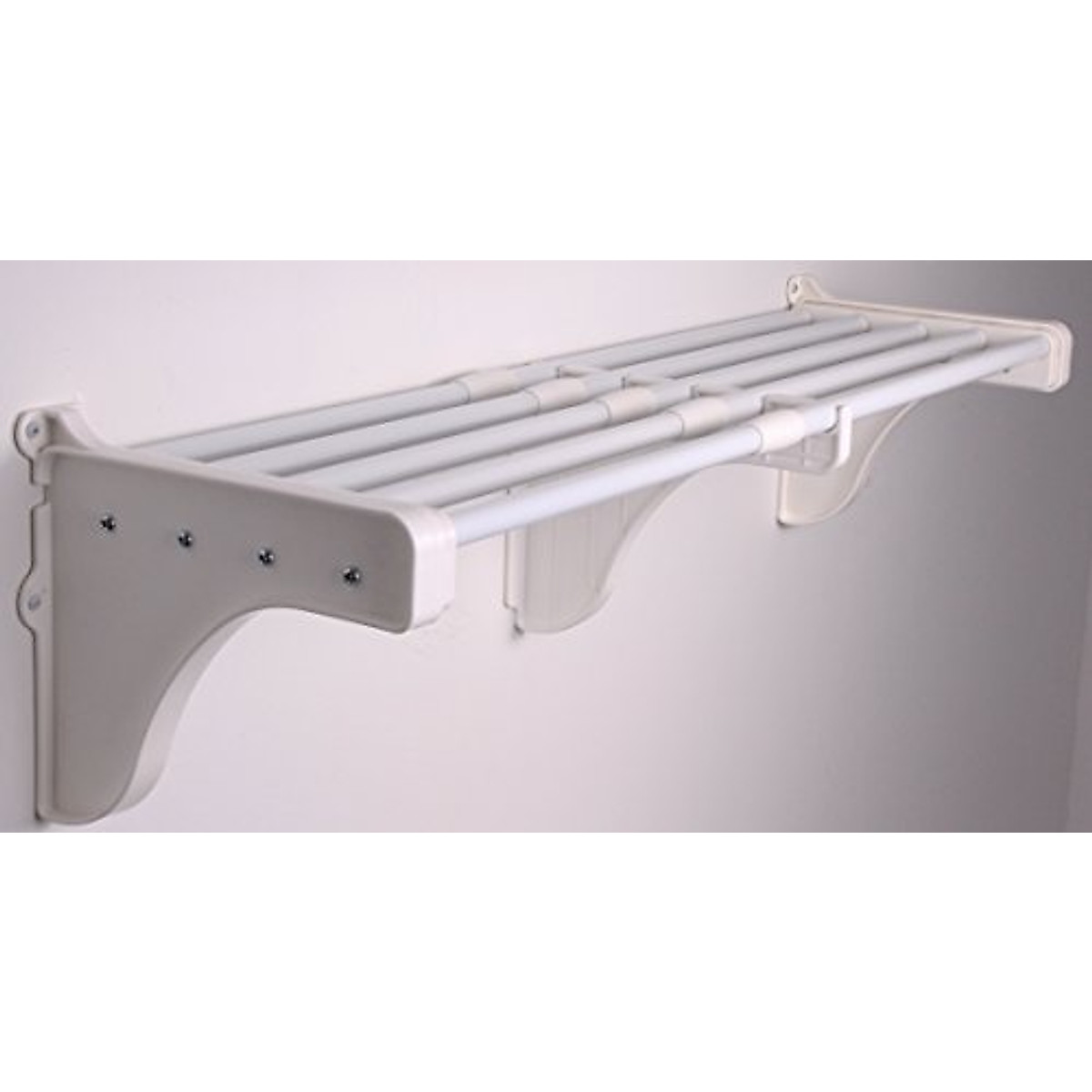 EZ Shelf DIY Expandable Shelf ONLY (No Hanging Rod) - 42.5” - 75” -White-Mounts to Backwall(Floating) with 2 End Brackets-Easy to Install-Strong- Closet Wire Shelving Alternative-(EZS-SW72-1-2)