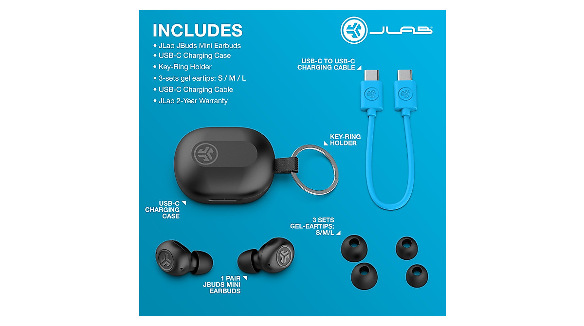 JLab JBuds Mini True Wireless Bluetooth Earbuds + Charging Case ...
