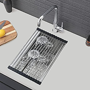 Friho 18"x10" Drop in Wet Bar Prep Kitchen Sink 16 Gauge Stainless Steel Single Bowl Bar Sink,Brushed Nickel Rv Sinks and Outdoor Undermount Bar Sink with Bottom Grid & Drain