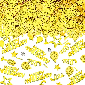 Skylety 3000 Pieces Happy Anniversary Confetti Party Decoration Scatter Confetti Metallic Foil Table Decorations for Anniversary Party DIY Arts Crafting Supplies(Gold)