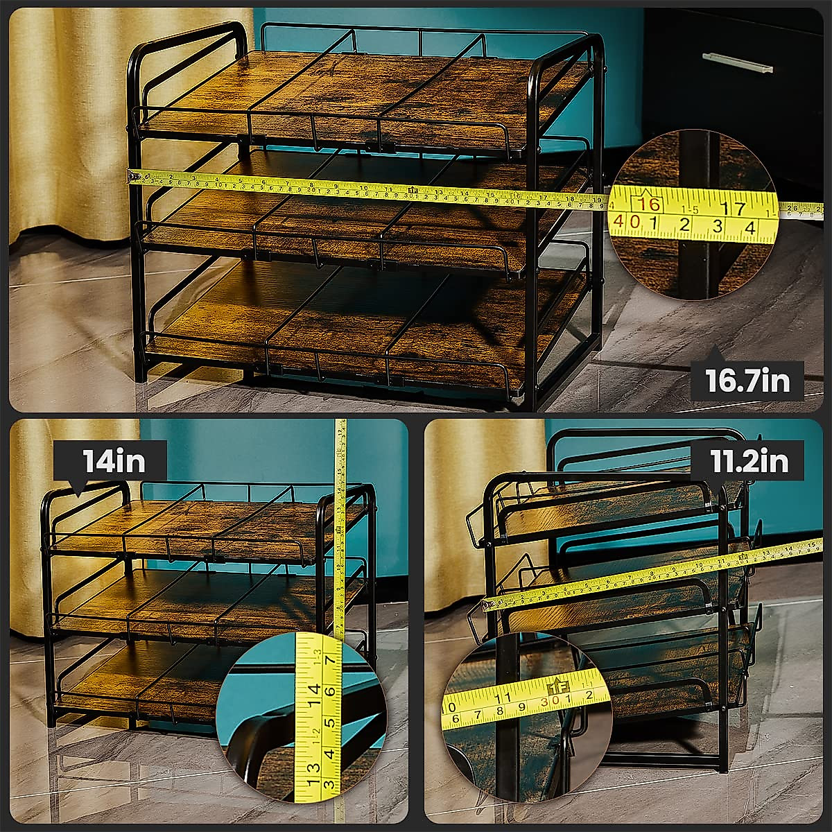 HOYRR Can Storage For Pantry,Can storage,Can Organizer,Rustic farmhouse style Can Organizer For Pantry,Wood Can Organizer For Pantry,Can Organizer For Pantry can store up to 36 cans.（Pack of 1）