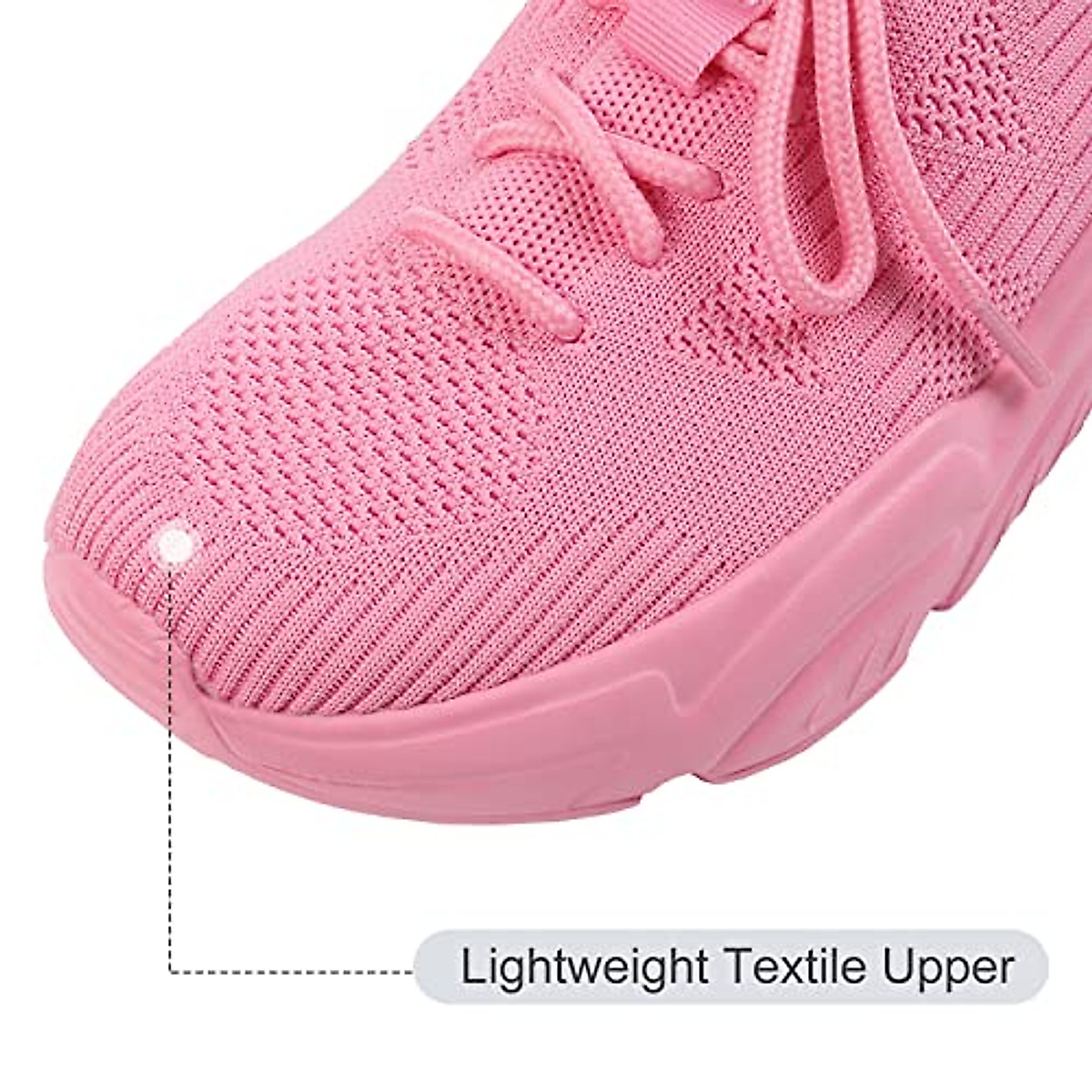 Hasina Womens Walking Shoes Slip On Mesh White and Hot Pink Sneakers Lightweight Breathable Comfortable Casual Running Shoes （Pink,7）