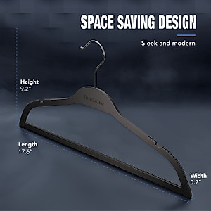 BROOKSTONE, 25 Pack [Non-Slip] 3D Rubberized Hangers, Ultra Slim Lightweight Design, Heavy-Duty, Won’t Stain Fabric, Swivel 360° Hook