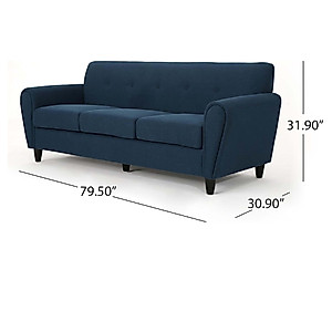 Merax Comfy 3 seat Sofa with Wooden Legs, Modern Couch for Living Room, Bedroom, Apartment, Office, Navy Blue
