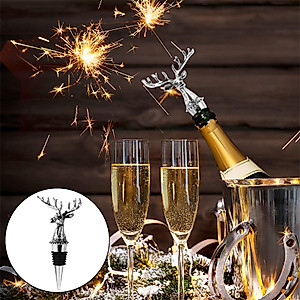 LUOZZY 5 Pcs Elk Head Bottle Stopper Christmas Antler Wine Stopper Christmas Wine Bottle Stoppers Christmas Party Supplies Favors