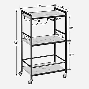 TUTOTAK Bar Cart, Home Bar Serving Cart, Microwave Cart, Drink Cart, Mobile Kitchen Shelf with Wine Rack and Glass Holder, Rolling Beverage Cart for Living Room, Kitchen BC01BM032