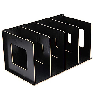 Yosoo Desktop Bookshelf, Wooden DIY Desktop Bookshelf Rack Books DVD Storage Magazine Holder for Students Kids Adult(Black)