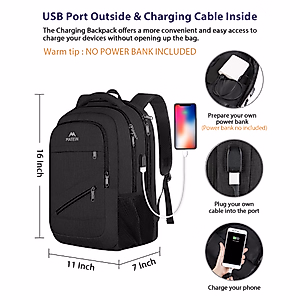 MATEIN 15.6 Inch Backpack for Traveling On Airplane for Women Men, Professional Business Laptop Backpack with Multiple Organization Pockets Water Resistant Casual Daypack, Black