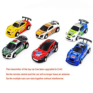 haomsj Mini Coke Can Speed Rc Radio Remote Conrtol Micro Racing Car with Led Lingts Kids Toys Gift (1PC)