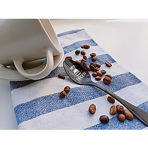 PZJIEAN My Nutella Spoon Black Engraved Stainless Steel Spoon, Funny Coffee Spoon Ice Cream Nutella Spoon Gifts for Women, Men, Nutella Lovers, Birthday Christmas Valentine Gifts