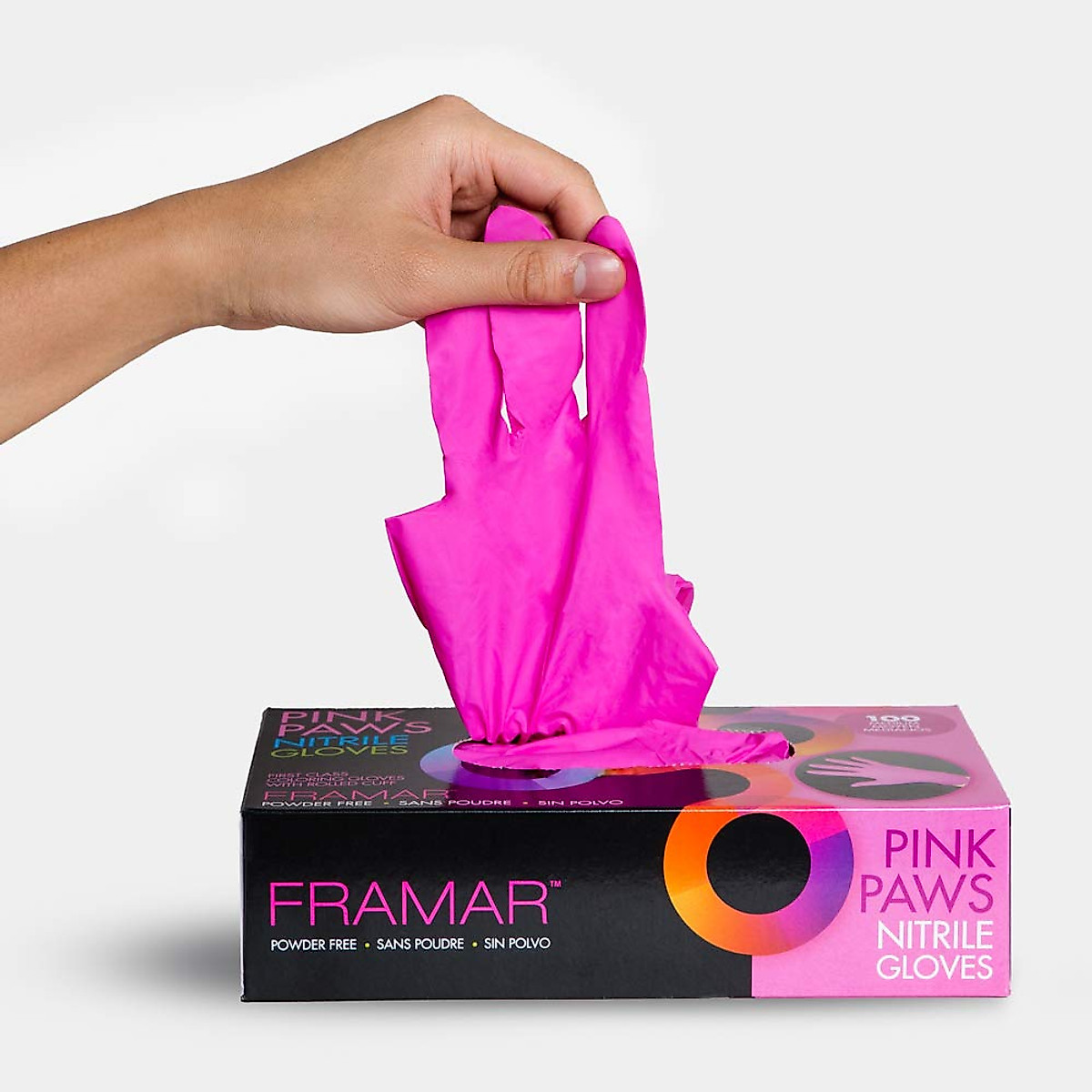 FRAMAR Pink Gloves Disposable Latex Free – Pink Nitrile Gloves Medium, Latex Free Gloves Medium, Plastic Gloves Disposable, Guantes de Nitrilo, Cleaning Gloves Medium, Non Latex Gloves Medium 100 Pk