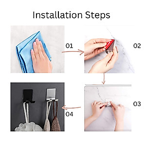 Self-Adhesive Shaver Hooks Heavy Duty Waterproof Shower Multi-Function Hooks,Stainless Steel Hooks for Bathroom Kitchen Double Hook to Organize Razor Loofah Robe Shaver Plug by KCTEX (Silver)