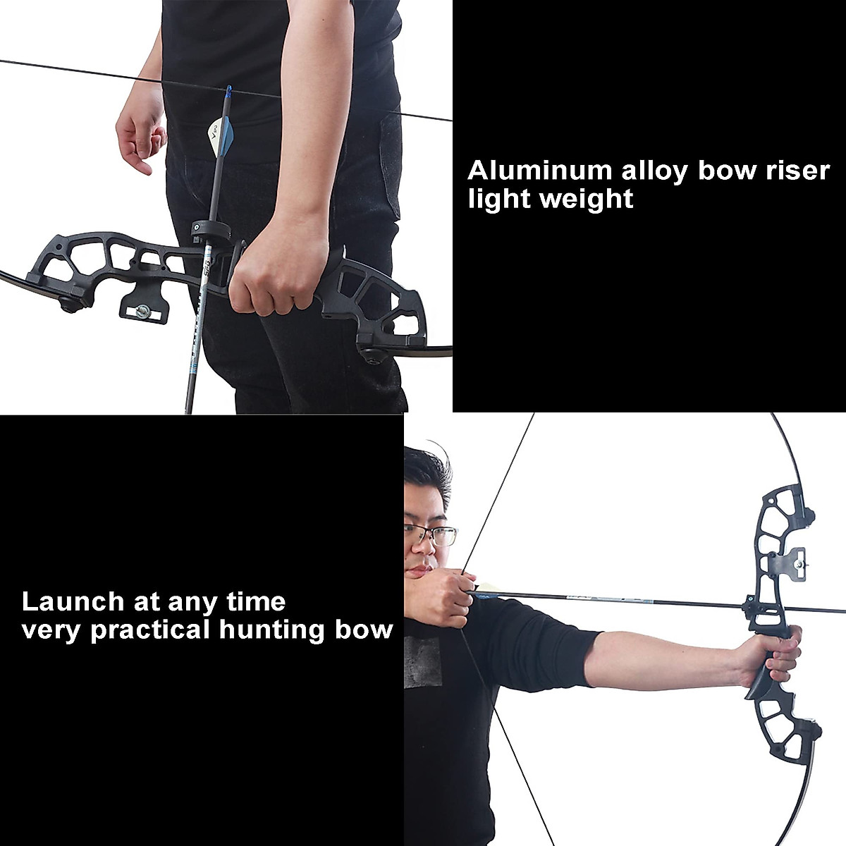 Bowfishing Bow Kit with 3pc Bowfishing Arrow 40lbs Takedown Metal Straight Bow Set Hunting Bow for Bow Fishing Archery Practice