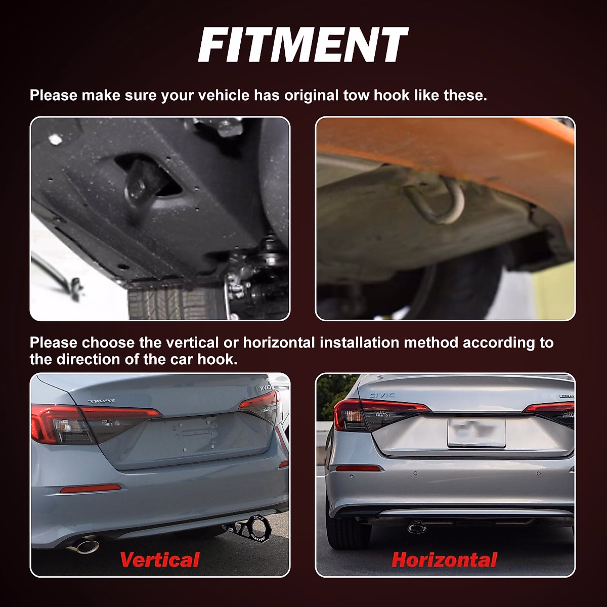 Xotic Tech Auto Aluminum JDM Rear Tow Hook Kit Racing Style Trailer Towing Ring Decoration Car Accessories, Universal Fit Car, Truck, SUV, Most Vehicles (Black)