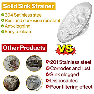 Bathroom Sink Strainer 2 Pack 2.75 & 2 "Inch At The Top I Drain Strainer Hair Catcher for Kitchen I Shower Bathtub Mesh Stainless Steel Stopper I Sink Traps Bathroom & Laundry Sink Drain Basket Filter