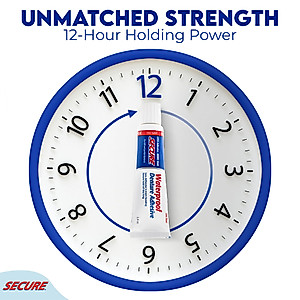 Secure Waterproof Denture Adhesive - Zinc Free - Extra Strong Hold For Upper, Lower or Partials - 1.4 oz