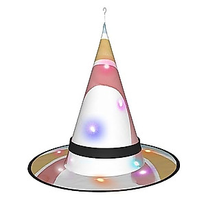 EVANEM Multicolor Rainbow 2 Pcs Halloween Witch Hats With Led Lights Halloween Decorations Hat For Women Glowing Witch Hat