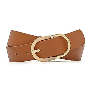 Earnda Womens Belts for Jeans Faux Leather Strap Brown Medium