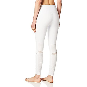 Alo Yoga Women's High Waist Moto Legging, White/White Glossy, Small
