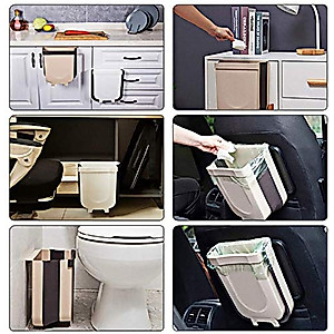 2pcs Hanging Trash Can for Kitchen Cabinet Door, Foldable Waste Bins Hanging Trash Holder for Bathroom Bedroom Office Car Portable Home Outdoor Garbage Can