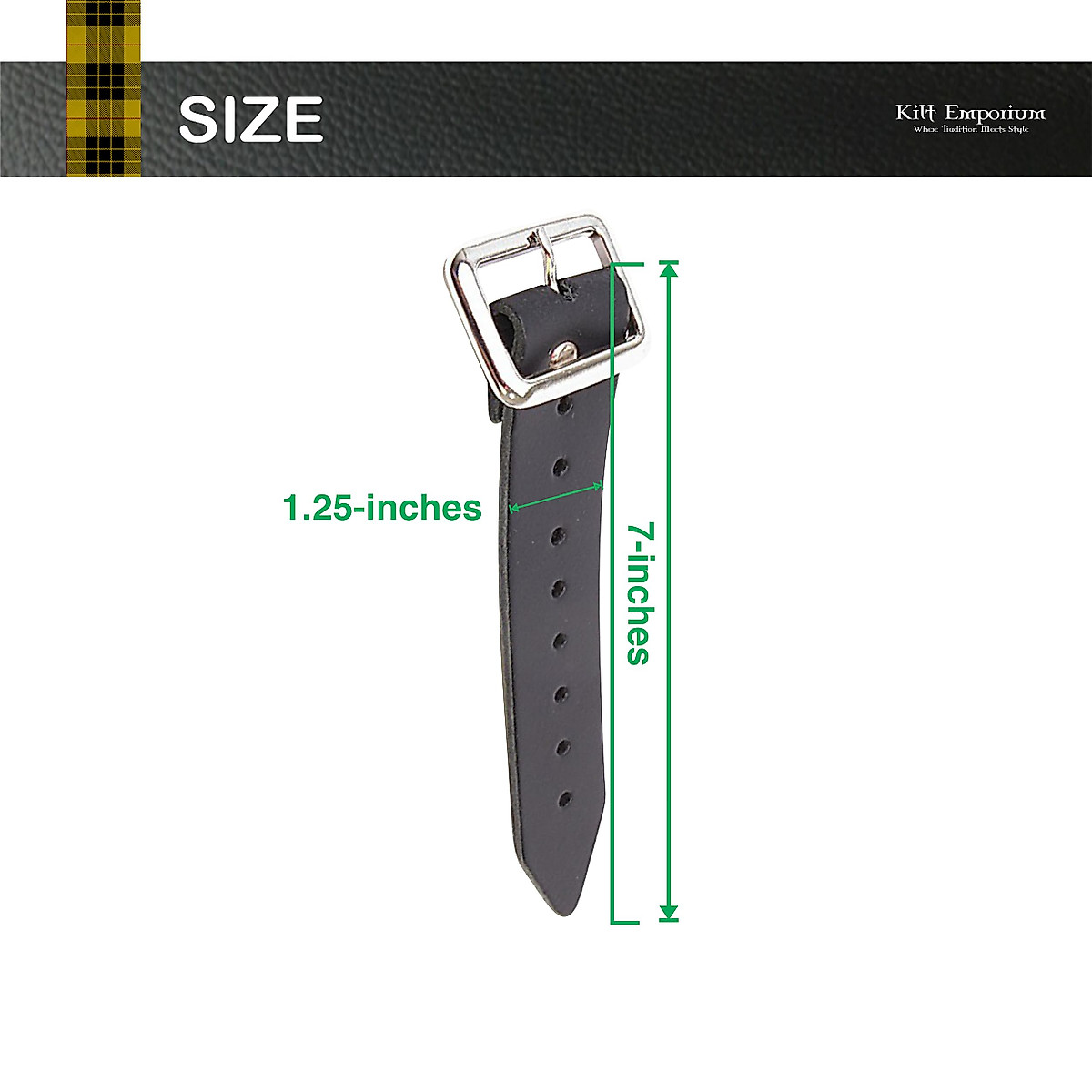 Kilt Emporium: Genuine Leather Kilt Extension Straps Buckle Extenders - 7" x 1.25" Belt Extender for Men - Customizable Fit & Heavy-Duty Metal Buckle Extender - Set of 3, Black