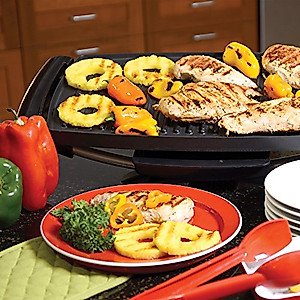 George Foreman 12-Serving Indoor/Outdoor Rectangular Electric Grill, Red, GFO201R