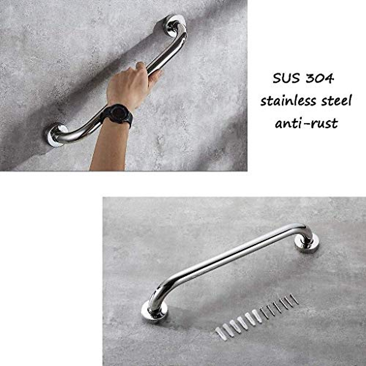 XHALERY Grab Bar Rail Safety Shower Handle Bath Grab Bar Toilet Bathroom Kitchen Stairway Handrail Handicap, Elderly, Injury, Senior Assist Bath Handle (Color : Silver, Size : 530mm)