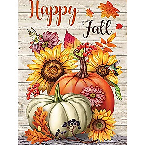 Apcufir Fall Diamond Painting Kits for Adults Beginners Round Full Drill 5D DIY Pumpkin Diamond Art Kits Sunflowers Picture Art for Home Wall Decor 12x16inch