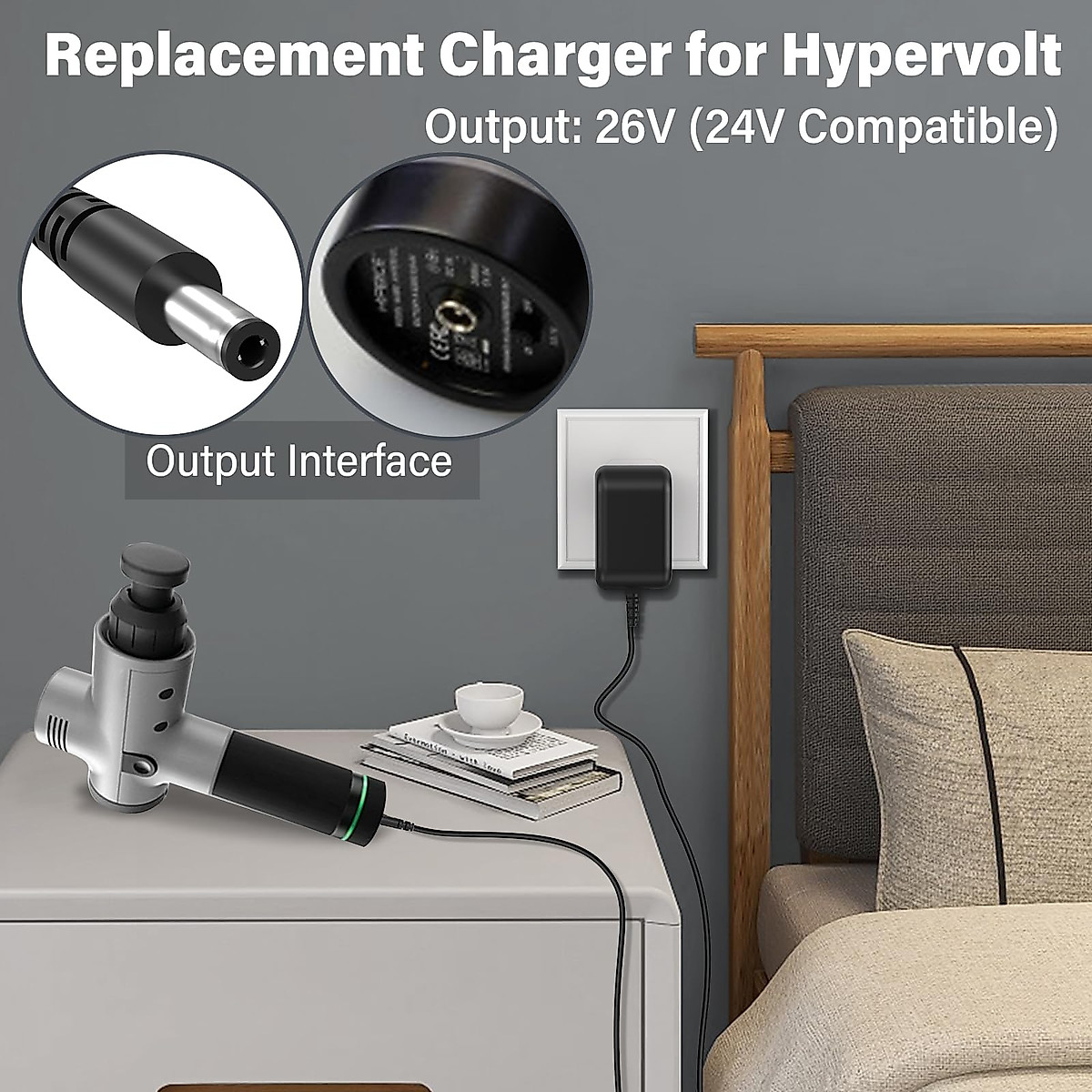 Fit for Hypervolt Massage Gun 53000-001-00 HPI5300000100#53000 001-00 Charger Power Cord with UL Fit for Hyperice 4200003800 SK03T12600100W2 Ac Dc Adapter Replacement