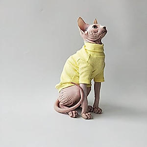 Sphynx Cat Clothes Comfortable and Soft Sweater Hairless Cat Sphynx,Devon, Connis Cat Autumn and Spring Clothes for Cats & Small Dogs (L, Pink)