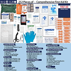 Besst Survivor Comprehensive First Aid Kits- Advanced Trauma Kits with Labeled Compartments, Large Emergencies Medical Kits for Car, Home, Camping and Outdoor Emergencies -252 Piece Set