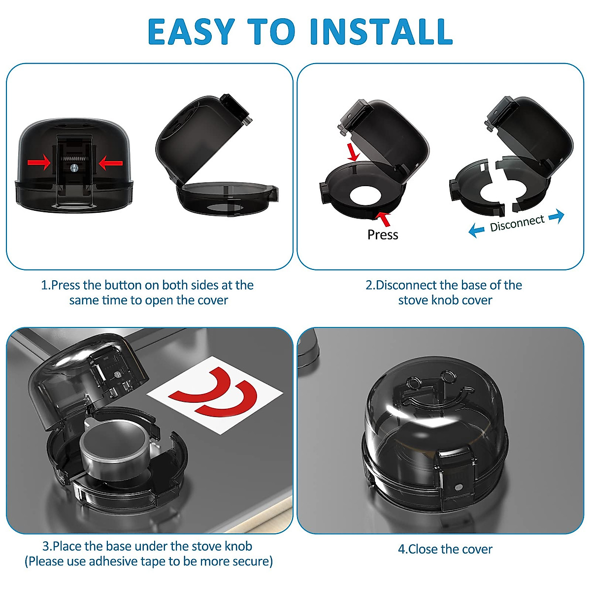 Stove Knob Covers for Child Safety - 5 Pack Babepai Upgraded Double-Key Design Universal Size Baby Safety Gas Oven Knob Covers Stove Guard Baby Proofing